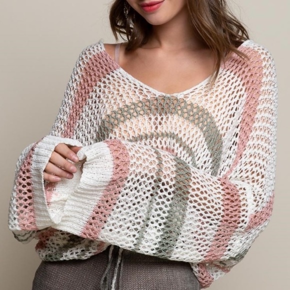 POL | Sweaters | Pol Multi Stripe Open Weave Light Sweater | Poshmark